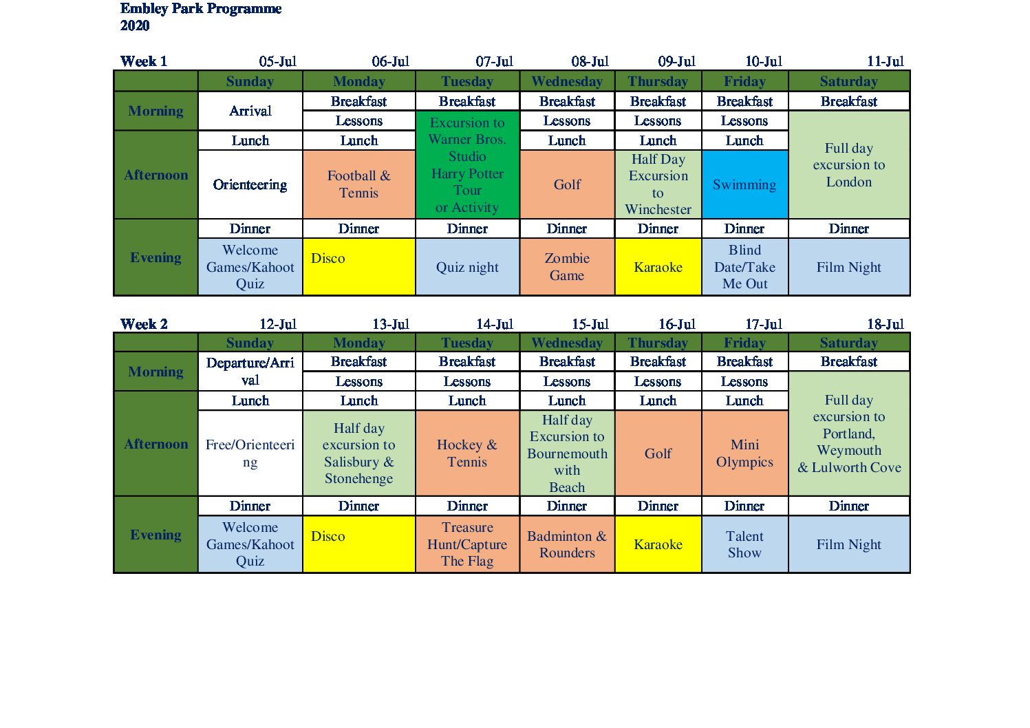 Embley Park programme | アイビー UK